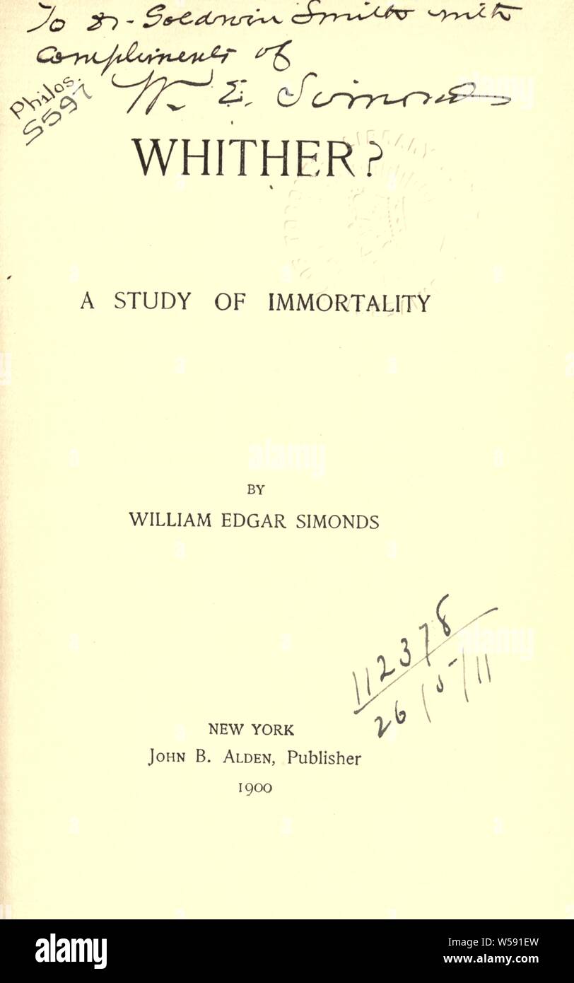Whither, a study of immortality : Simonds, William Edgar Stock Photo ...