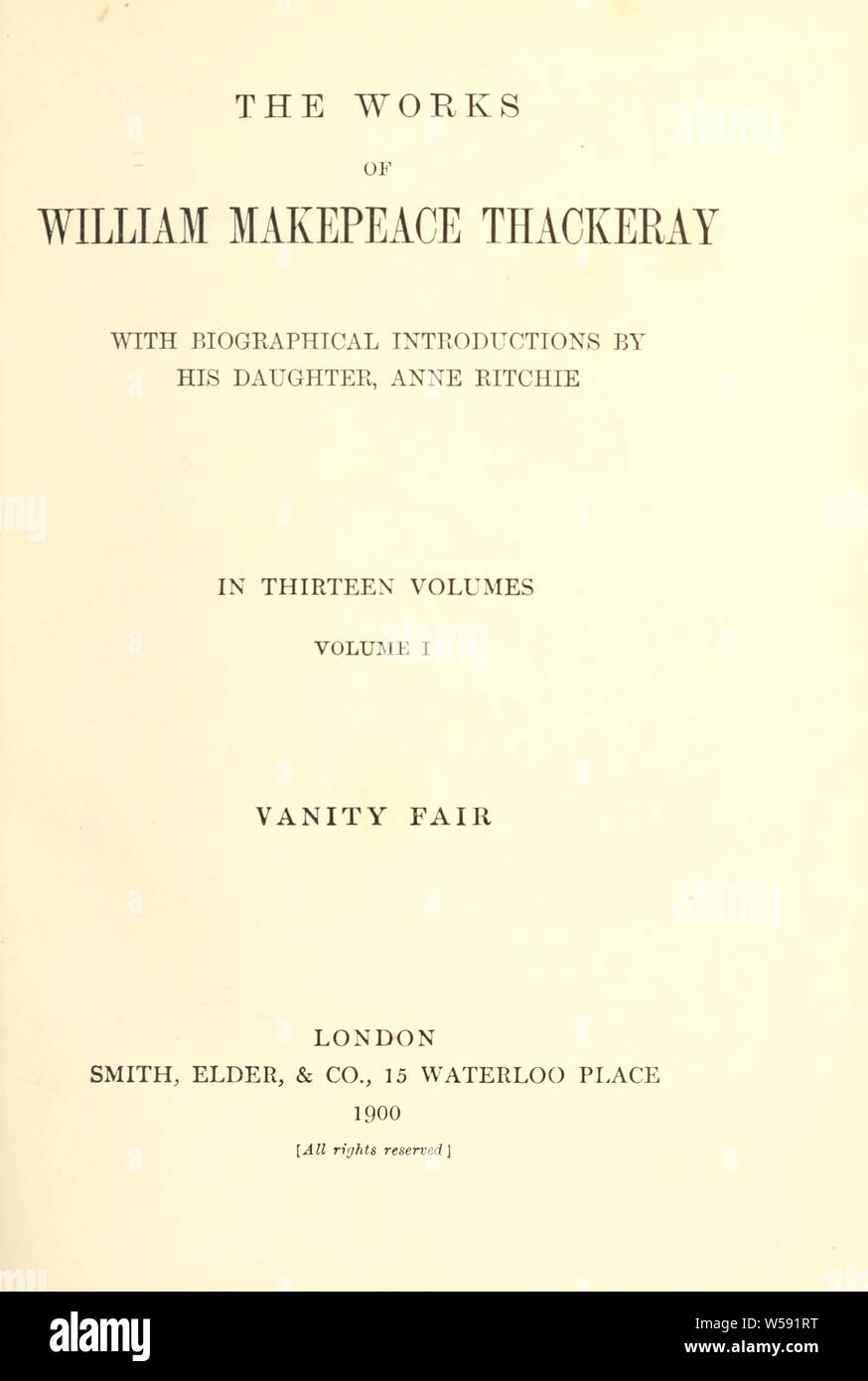 Works : Thackeray, William Makepeace, 1811-1863 Stock Photo - Alamy