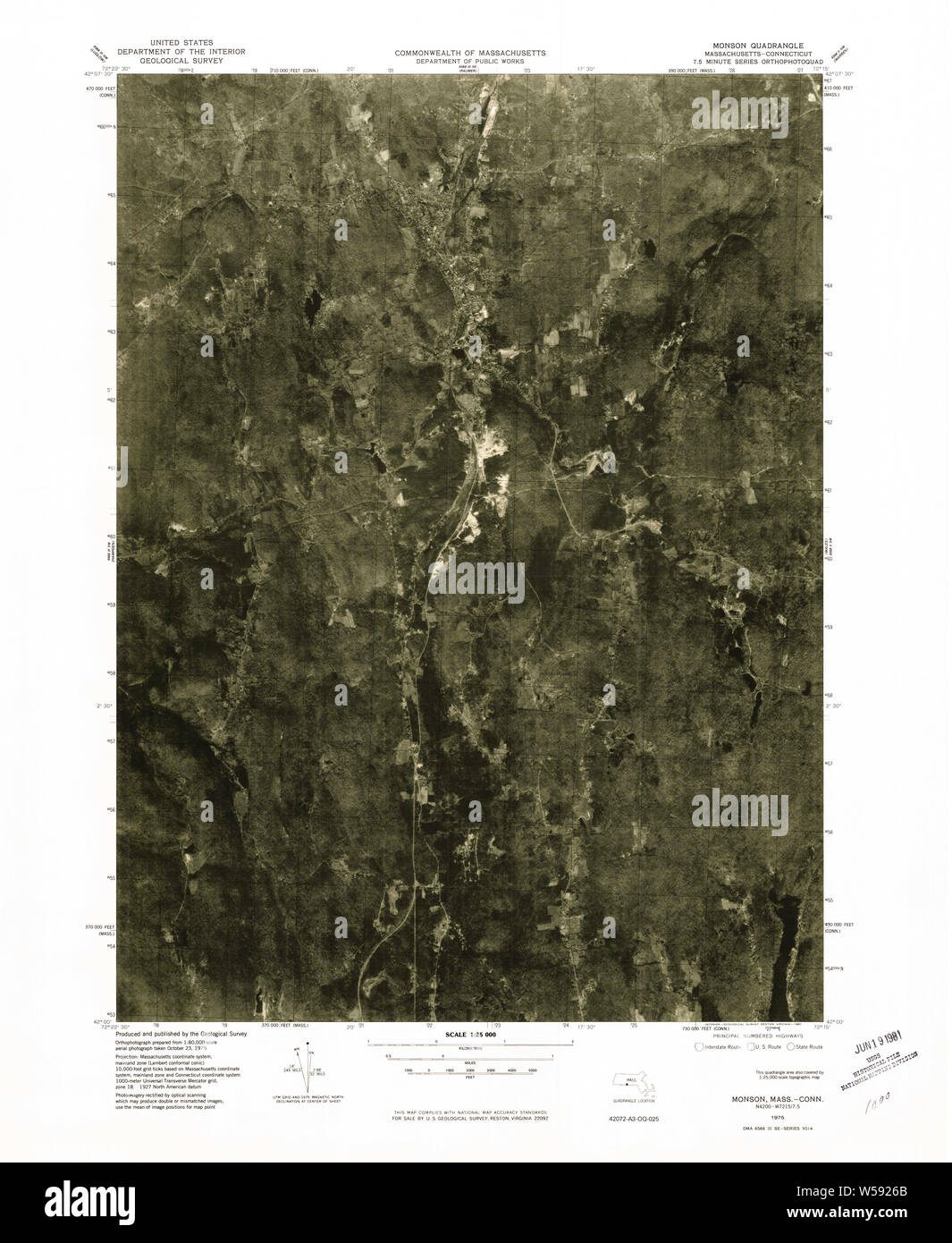 Massachusetts USGS Historical Topo Map MA Monson 351113 1975 25000 ...