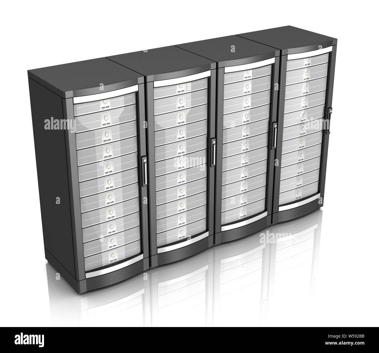 network workstation servers 3d illustration isolated on white ...