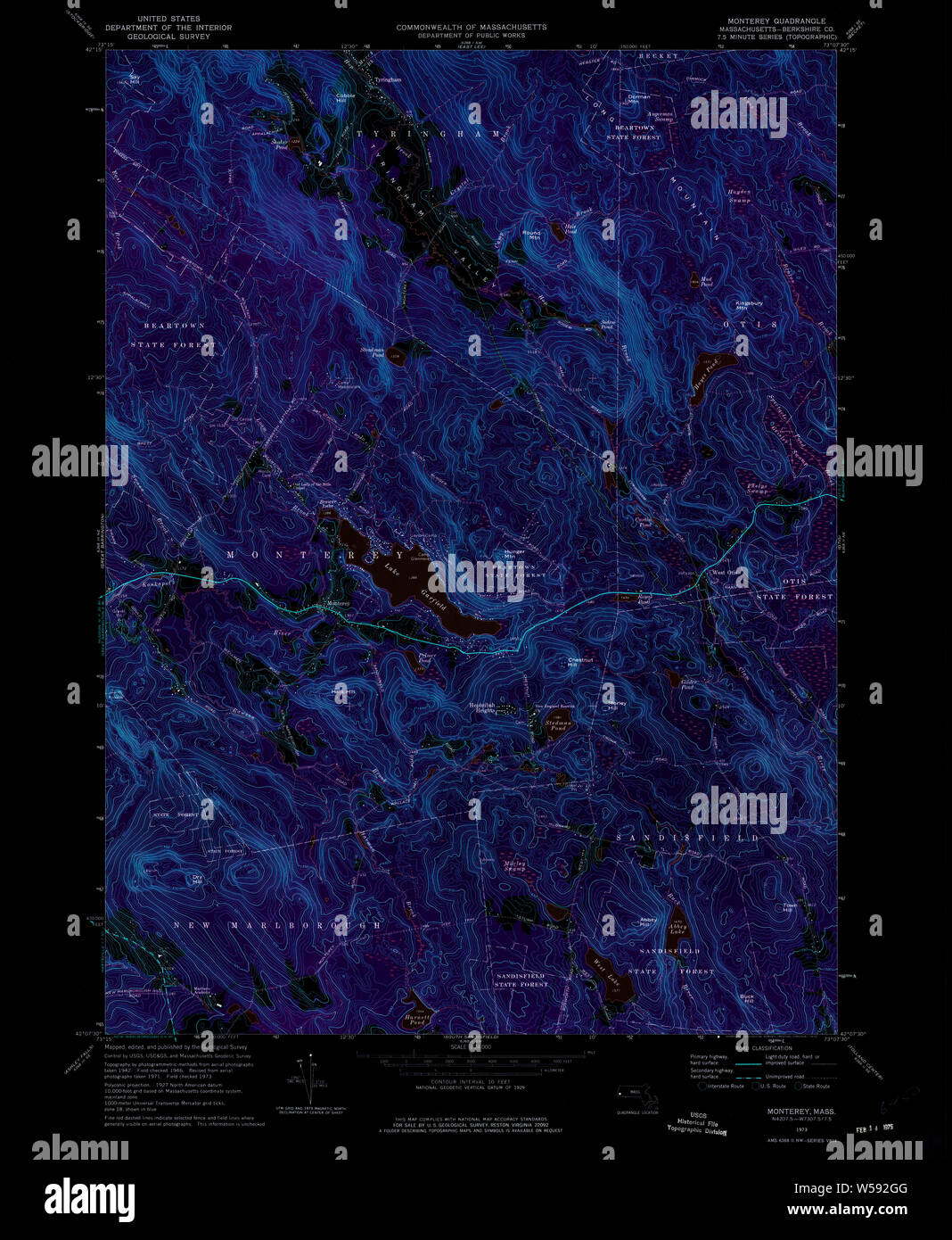 Massachusetts USGS Historical Topo Map MA Monterey 350310 1973 24000 ...