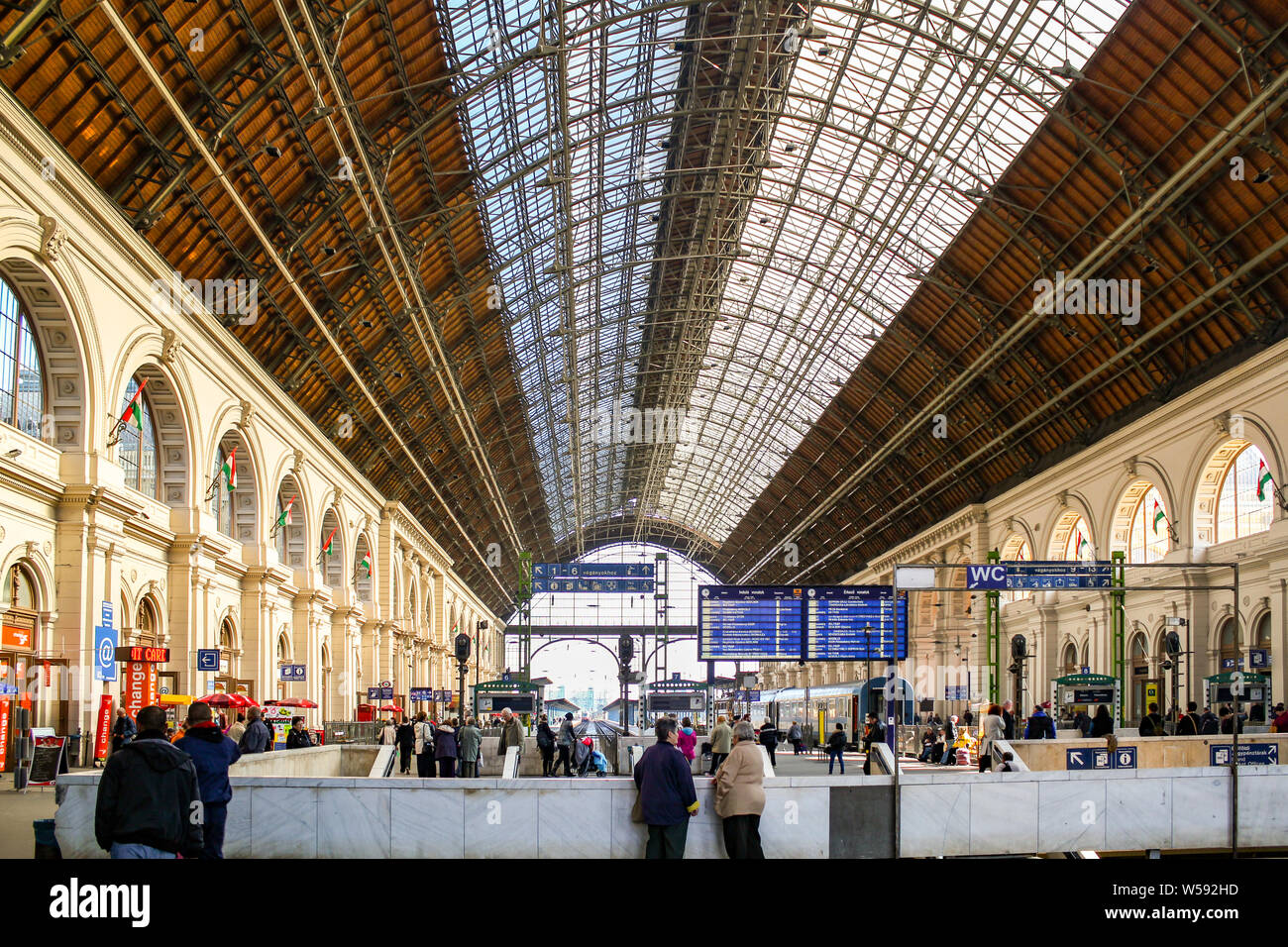 Budapest / Hungary - October 17 2013: Keleti railway train station ...