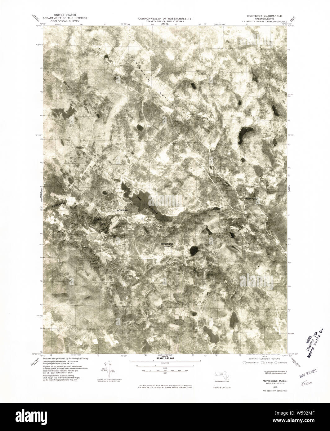 Massachusetts USGS Historical Topo Map MA Monterey 351117 1975 25000 ...