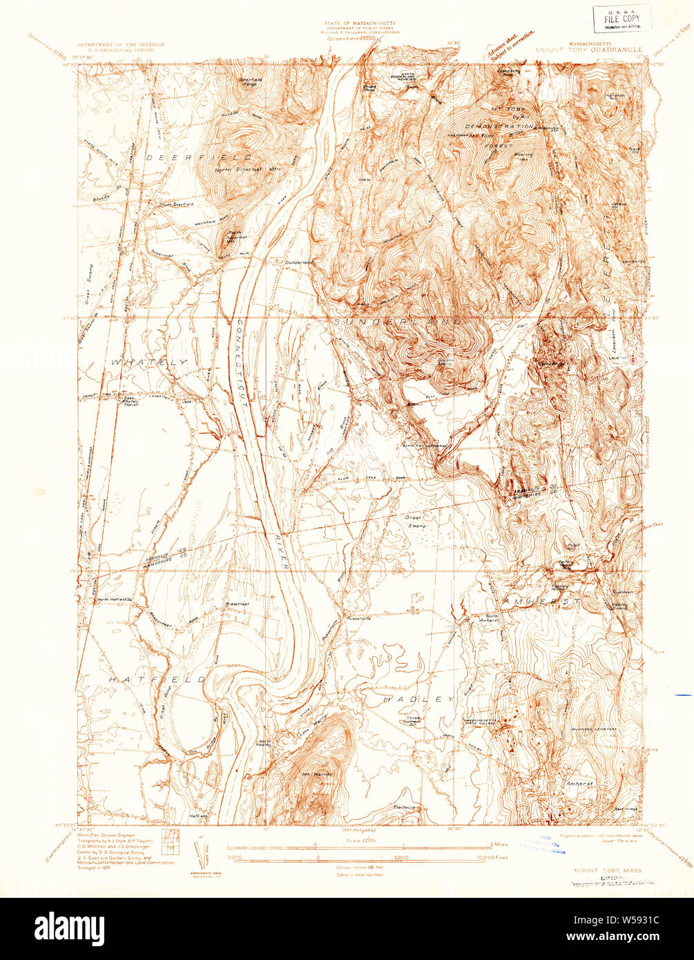 Massachusetts USGS Historical Topo Map MA Mount Toby 350311 1935 24000 ...