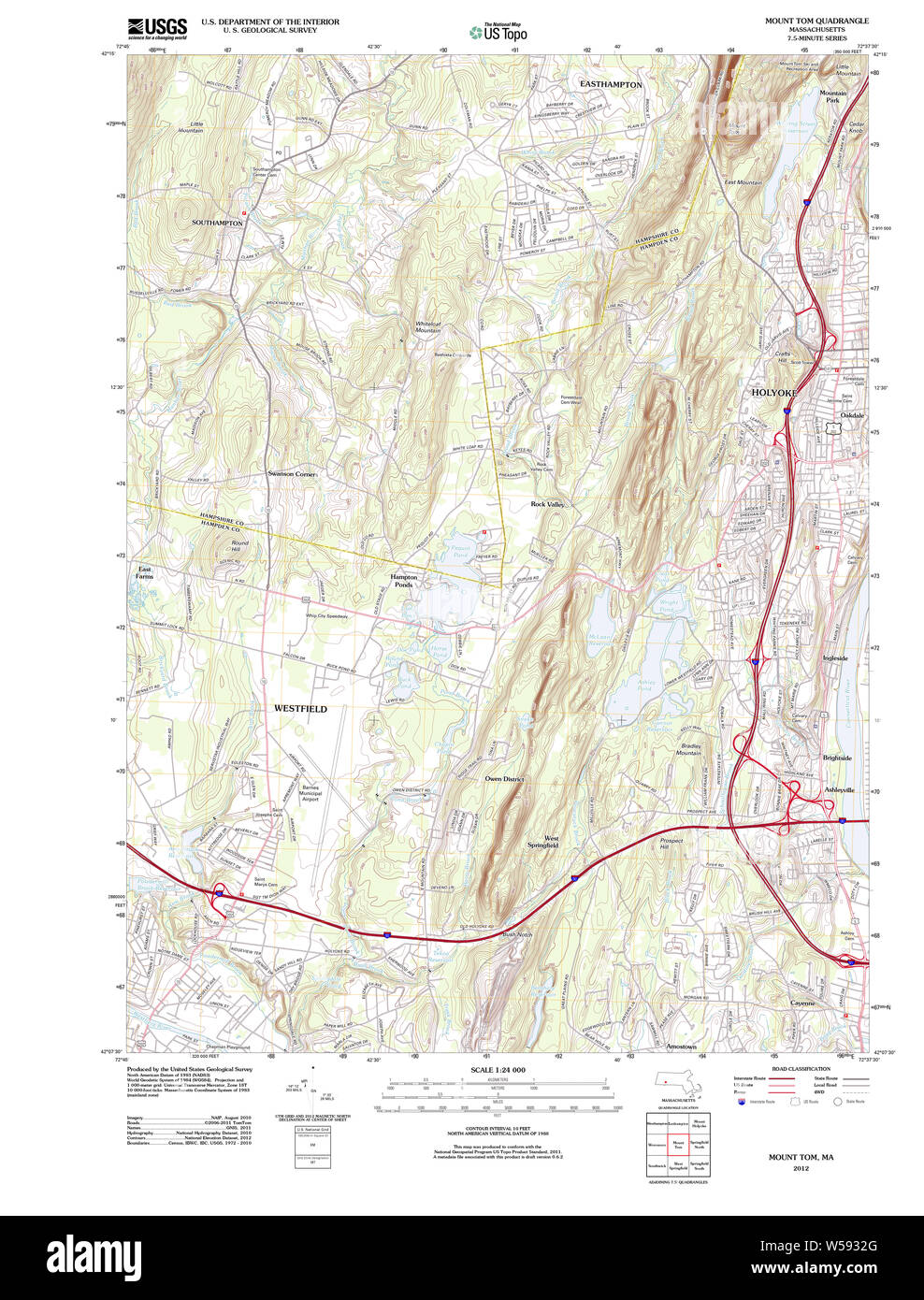 Massachusetts USGS Historical Topo Map MA Mount Tom 20120527 TM ...