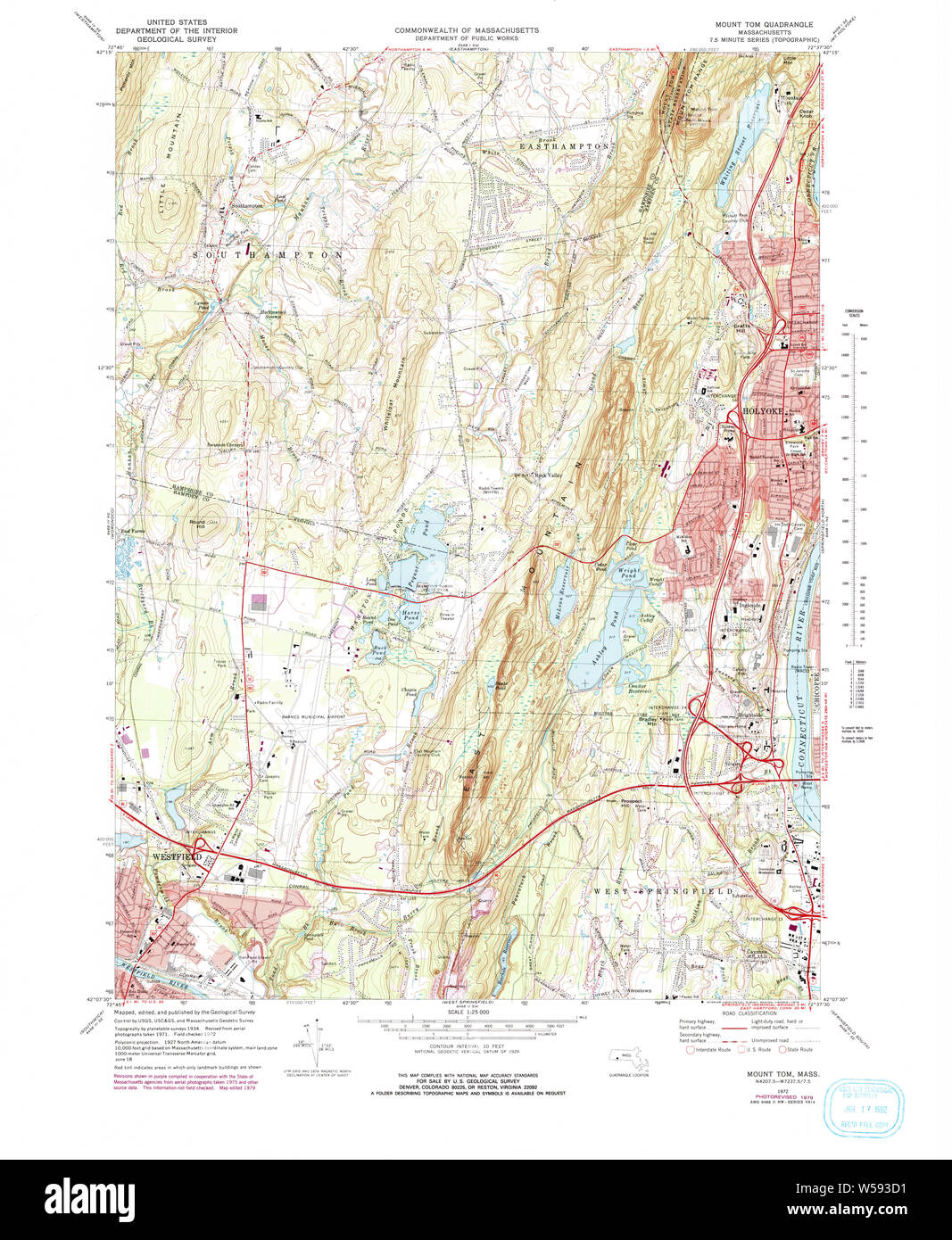 Massachusetts USGS Historical Topo Map MA Mount Tom 351121 1972 25000 ...