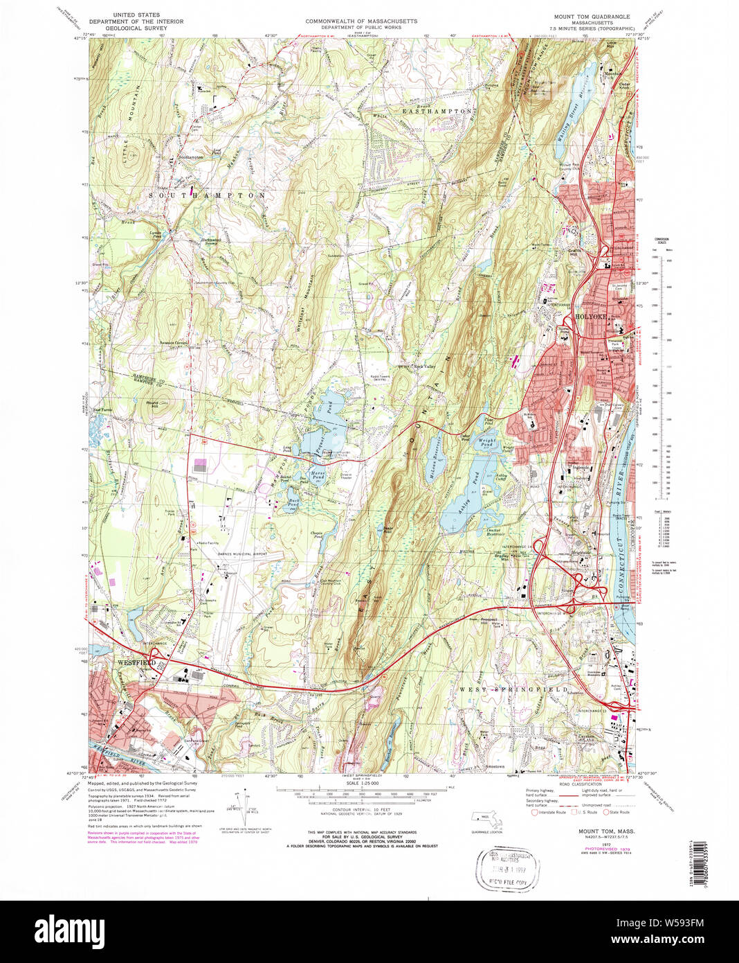 Massachusetts USGS Historical Topo Map MA Mount Tom 351122 1972 25000 ...