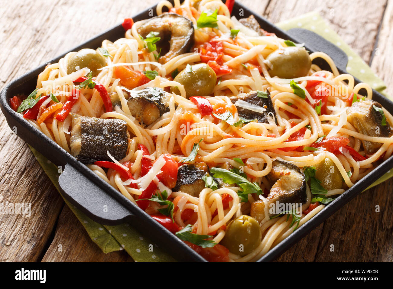 Fish pasta vegetable menu hi-res stock photography and images - Alamy