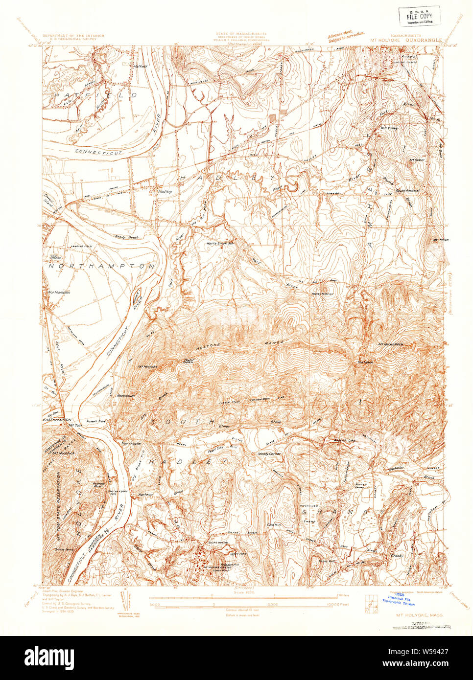 Massachusetts USGS Historical Topo Map MA Mt Holyoke 350320 1935 24000 ...