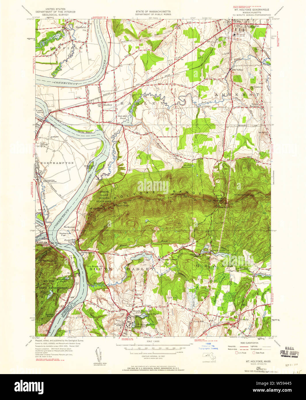 Massachusetts USGS Historical Topo Map MA Mt Holyoke 350321 1947 24000 ...