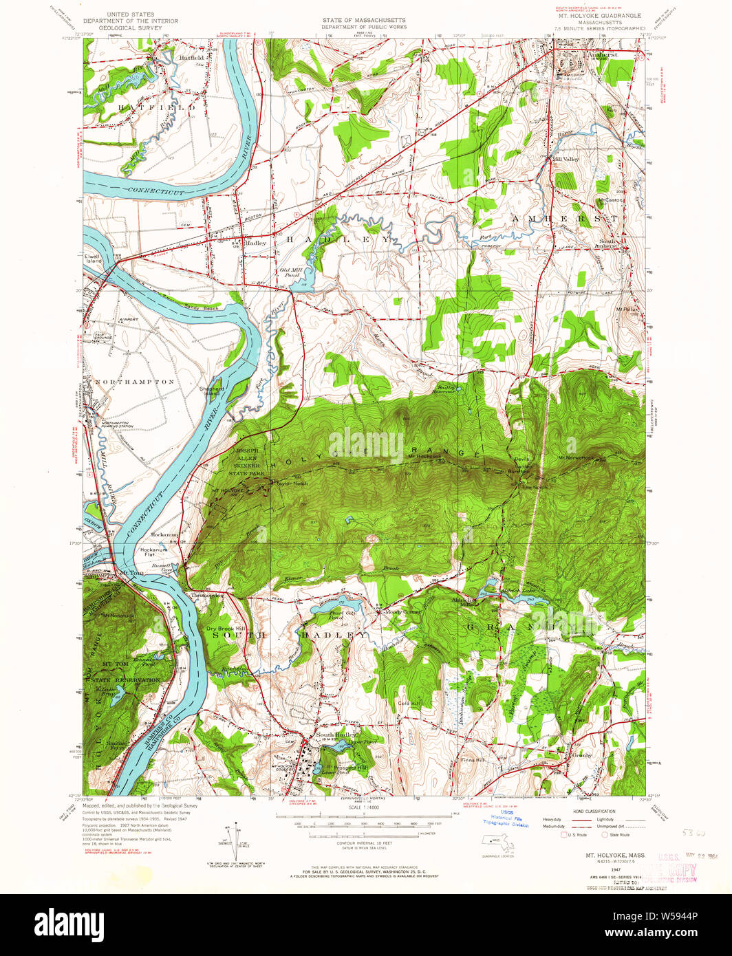 Massachusetts USGS Historical Topo Map MA Mt Holyoke 350322 1947 24000 ...