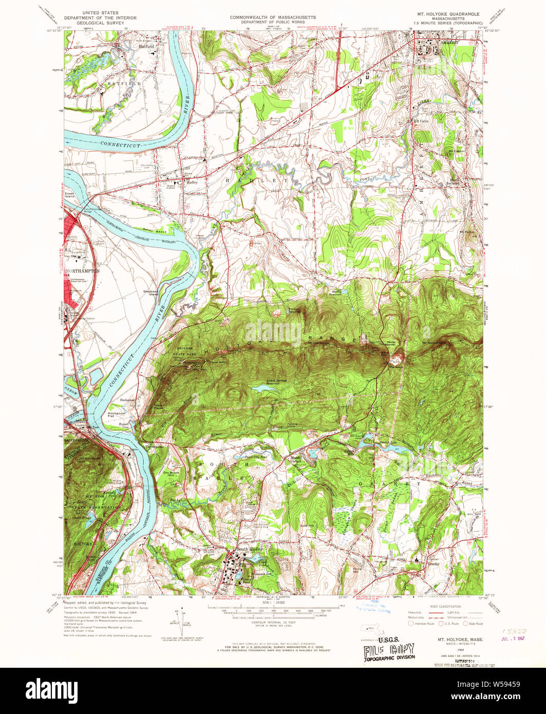 Massachusetts USGS Historical Topo Map MA Mt Holyoke 350323 1964 24000 ...