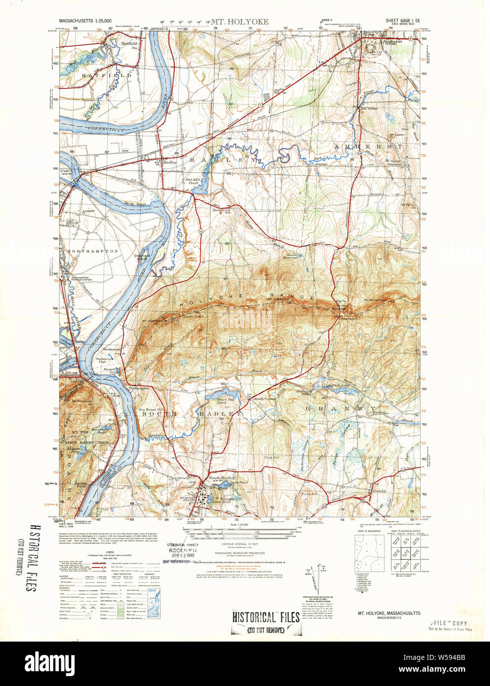 Massachusetts USGS Historical Topo Map MA Mt Holyoke 351128 1948 25000 ...