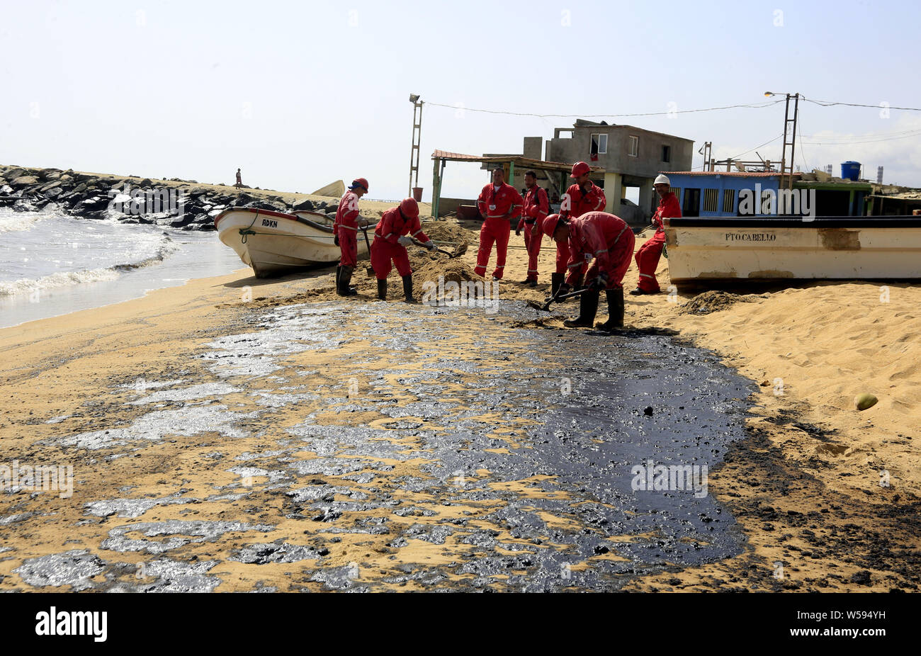 Moron, Carabobo, Venezuela. 26th July 2019. A major oil spill occurred ...