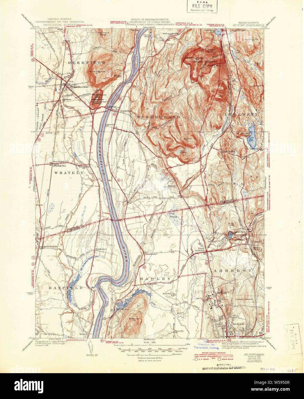 Massachusetts USGS Historical Topo Map MA Mt Toby 351934 1941 31680 ...