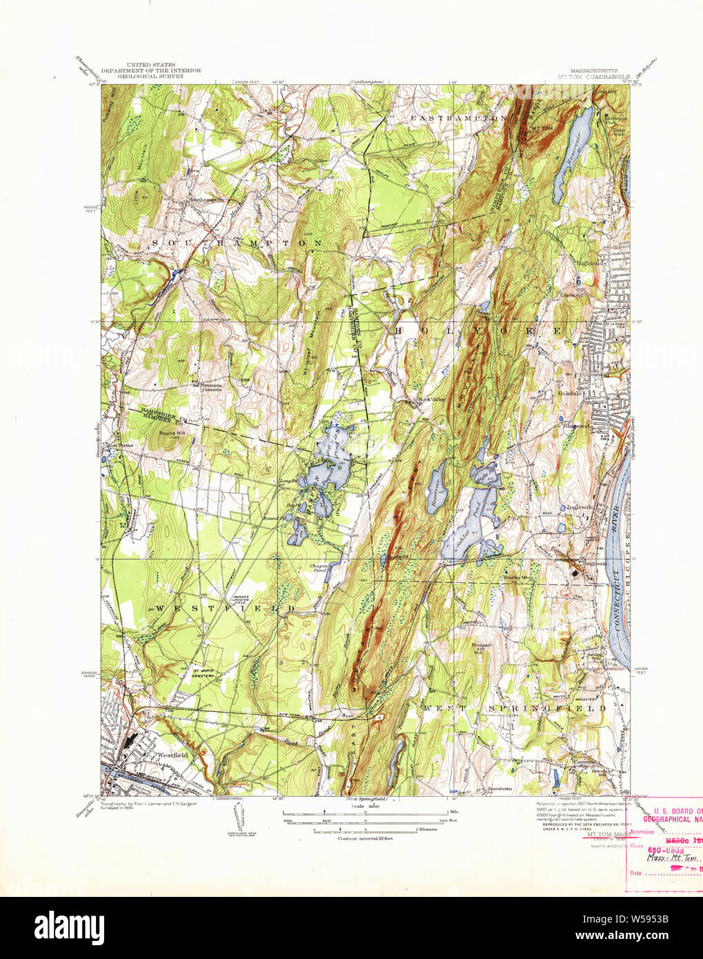 Massachusetts USGS Historical Topo Map MA Mt Tom 351935 1938 31680 ...