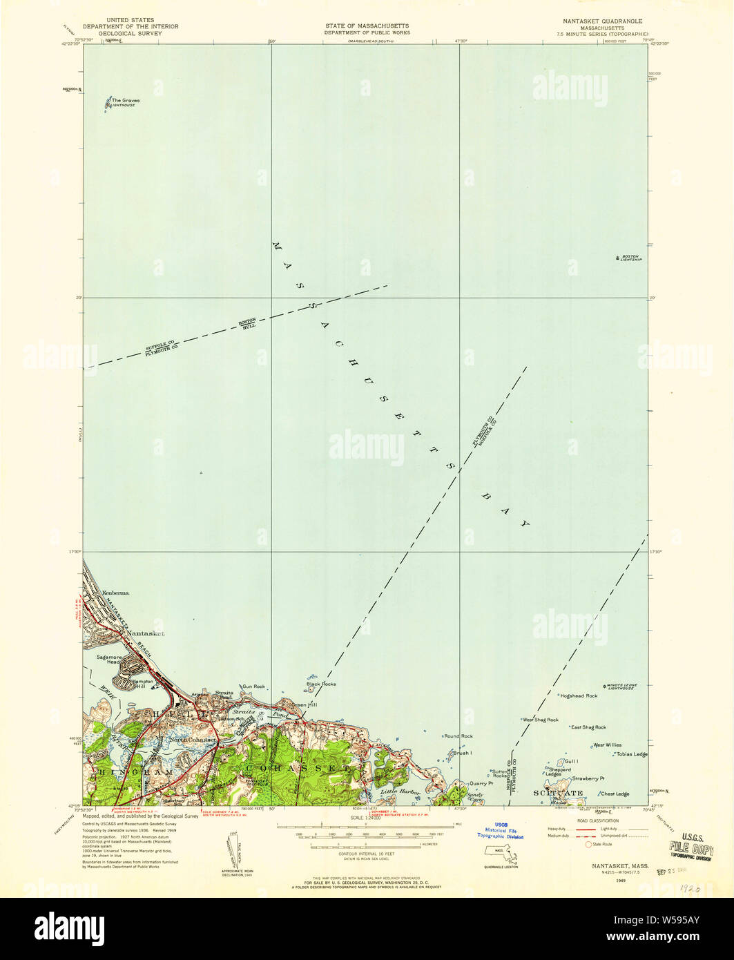 Massachusetts USGS Historical Topo Map MA Nantasket 350330 1949 24000 ...