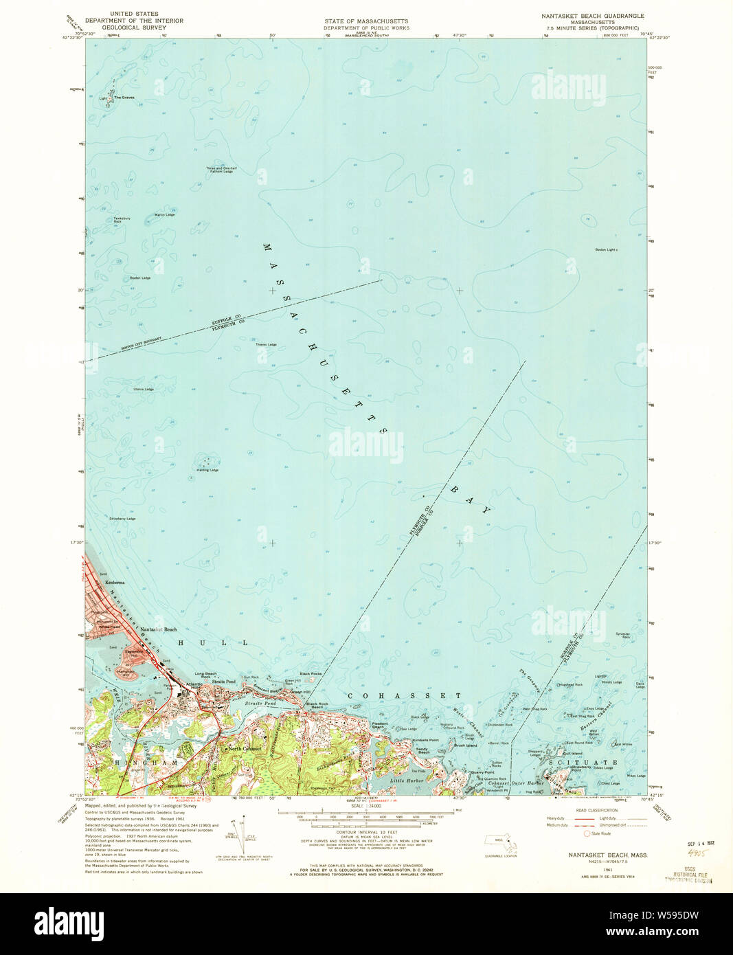 Massachusetts USGS Historical Topo Map MA Nantasket Beach 350332 1961 ...