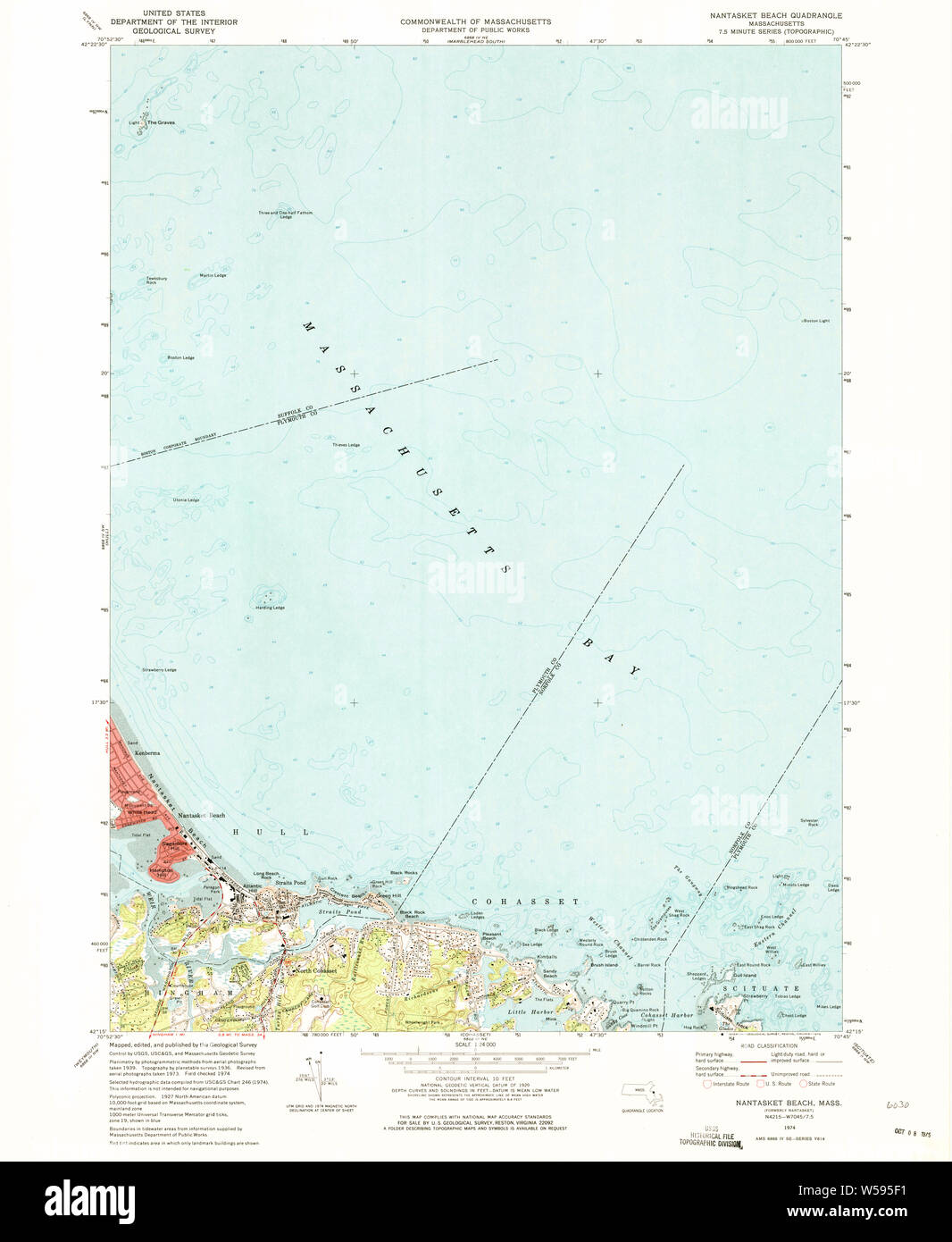Massachusetts USGS Historical Topo Map MA Nantasket Beach 350333 1974 ...