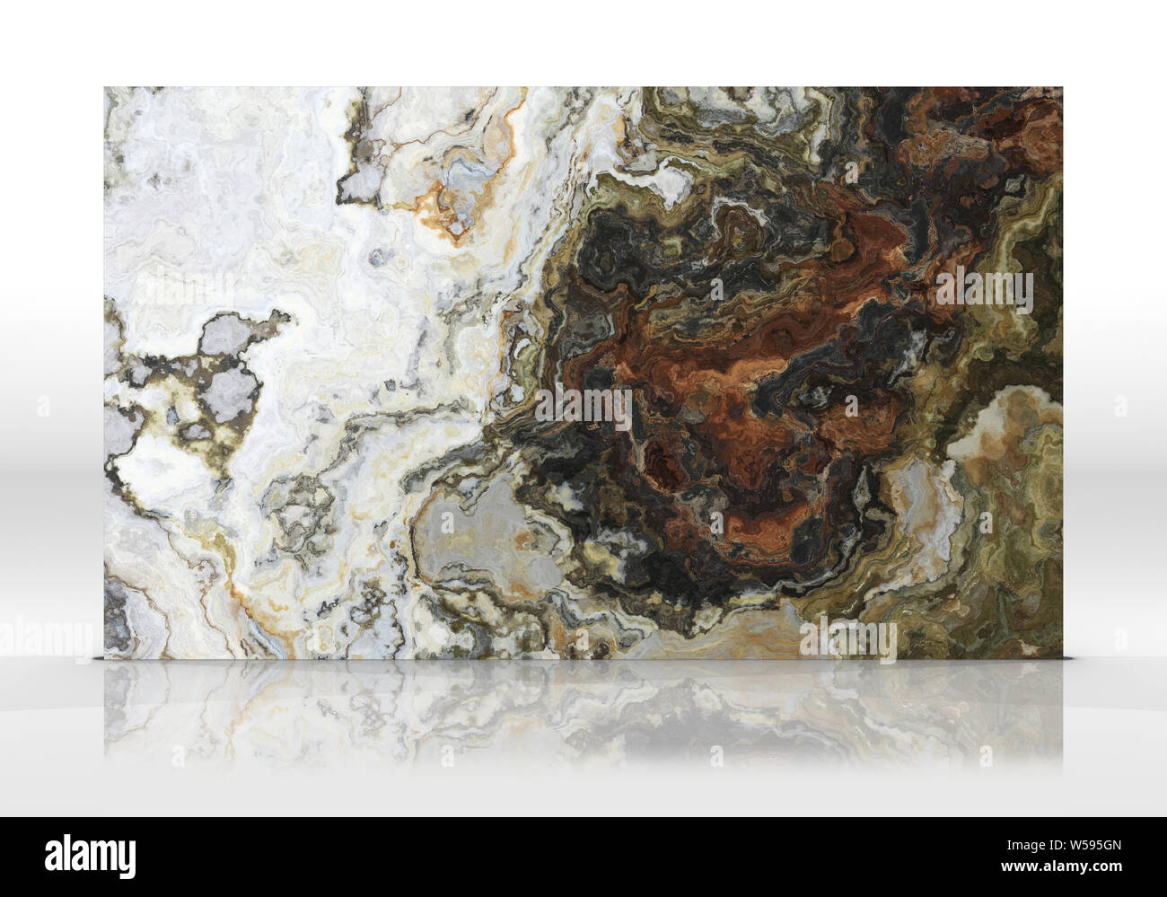 Multicolor marble tile standing on the white background with ...