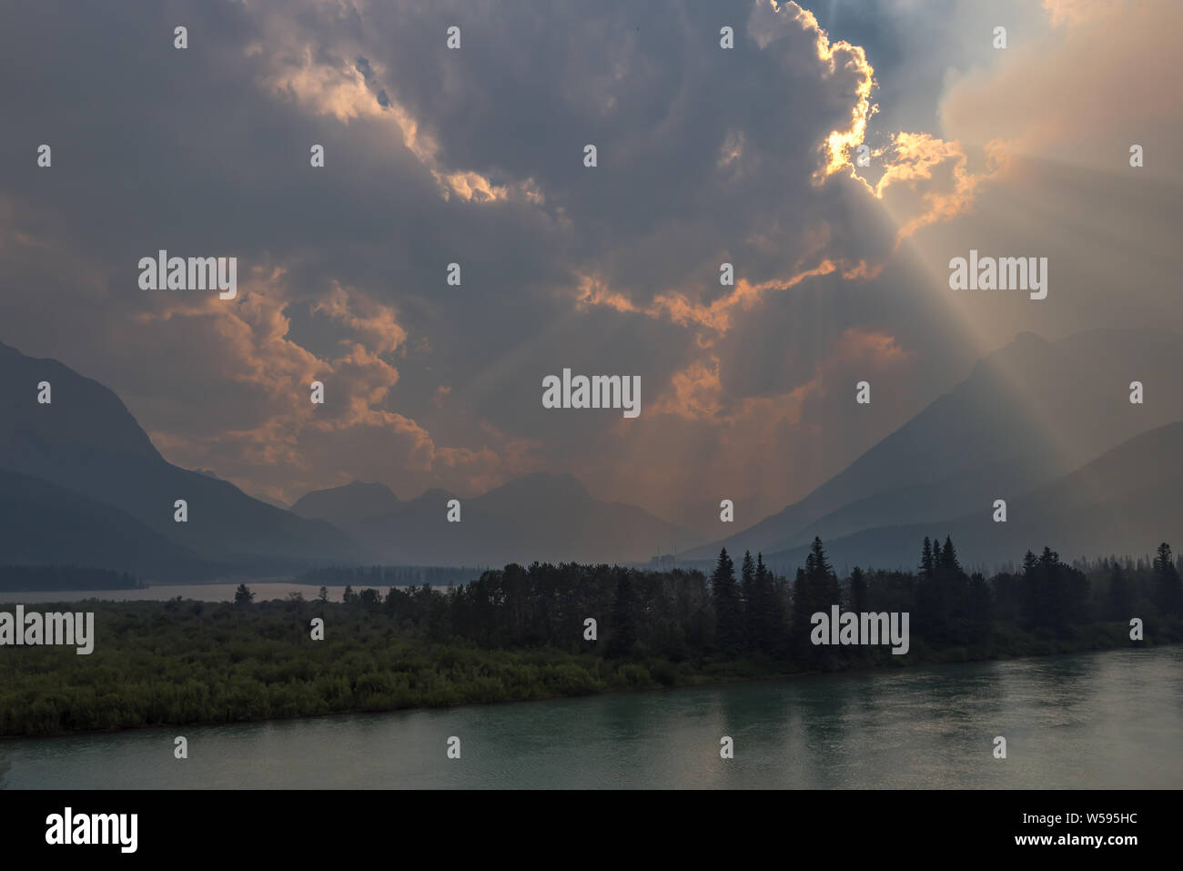 Forest Fire Smoke at Exshaw, Alberta, Canada Stock Photo - Alamy