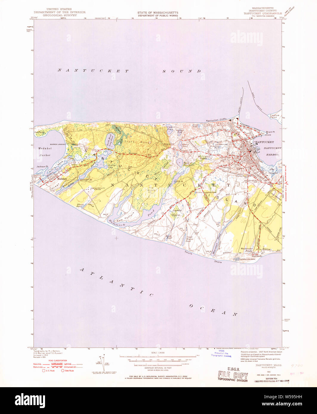 Massachusetts USGS Historical Topo Map MA Nantucket 350338 1951 24000 ...