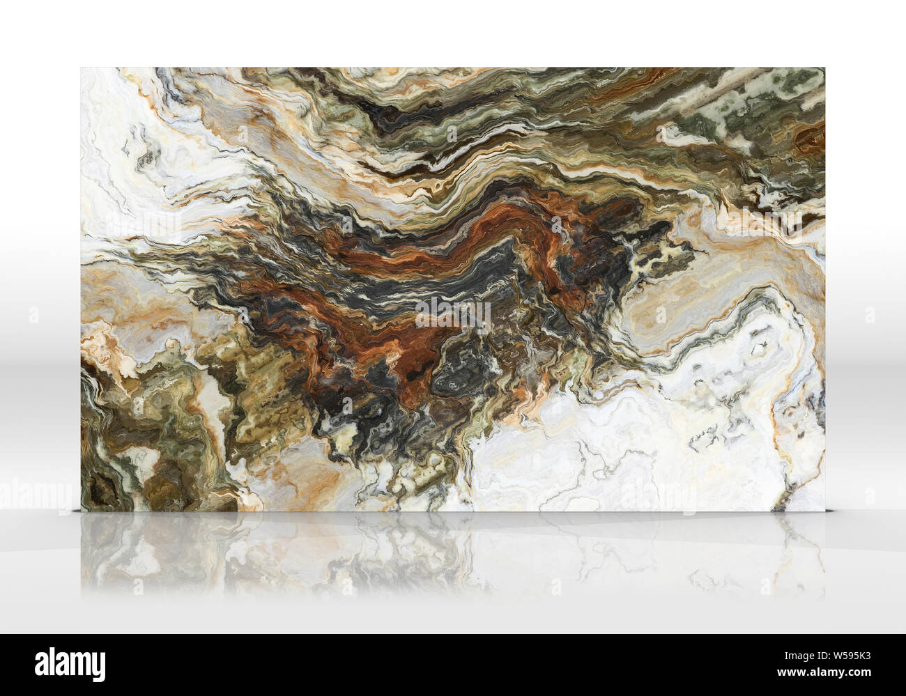 Multicolor marble tile standing on the white background with ...
