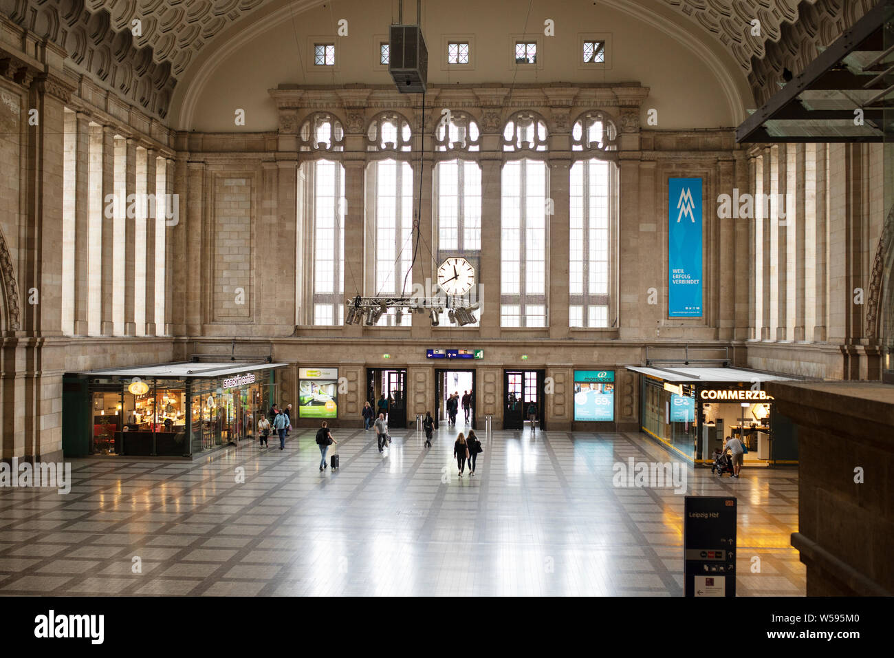 The main hall of the Hauptbahnhof (train station) in Leipzig, Germany ...