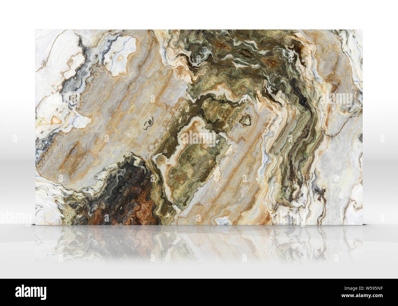 Multicolor marble tile standing on the white background with ...