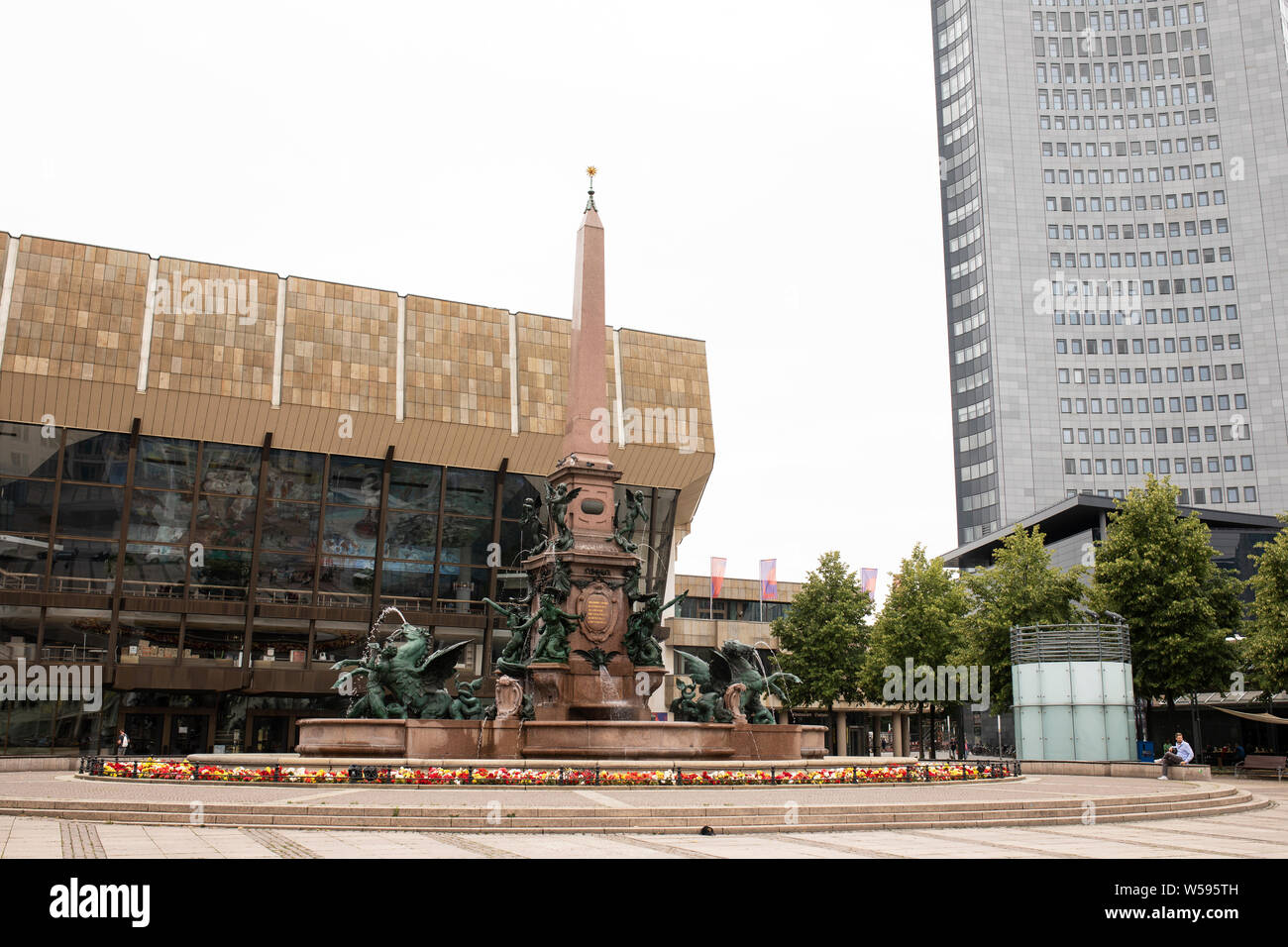 Mendebrunnen fountain on Augustusplatz by the Gewandhaus concert hall ...