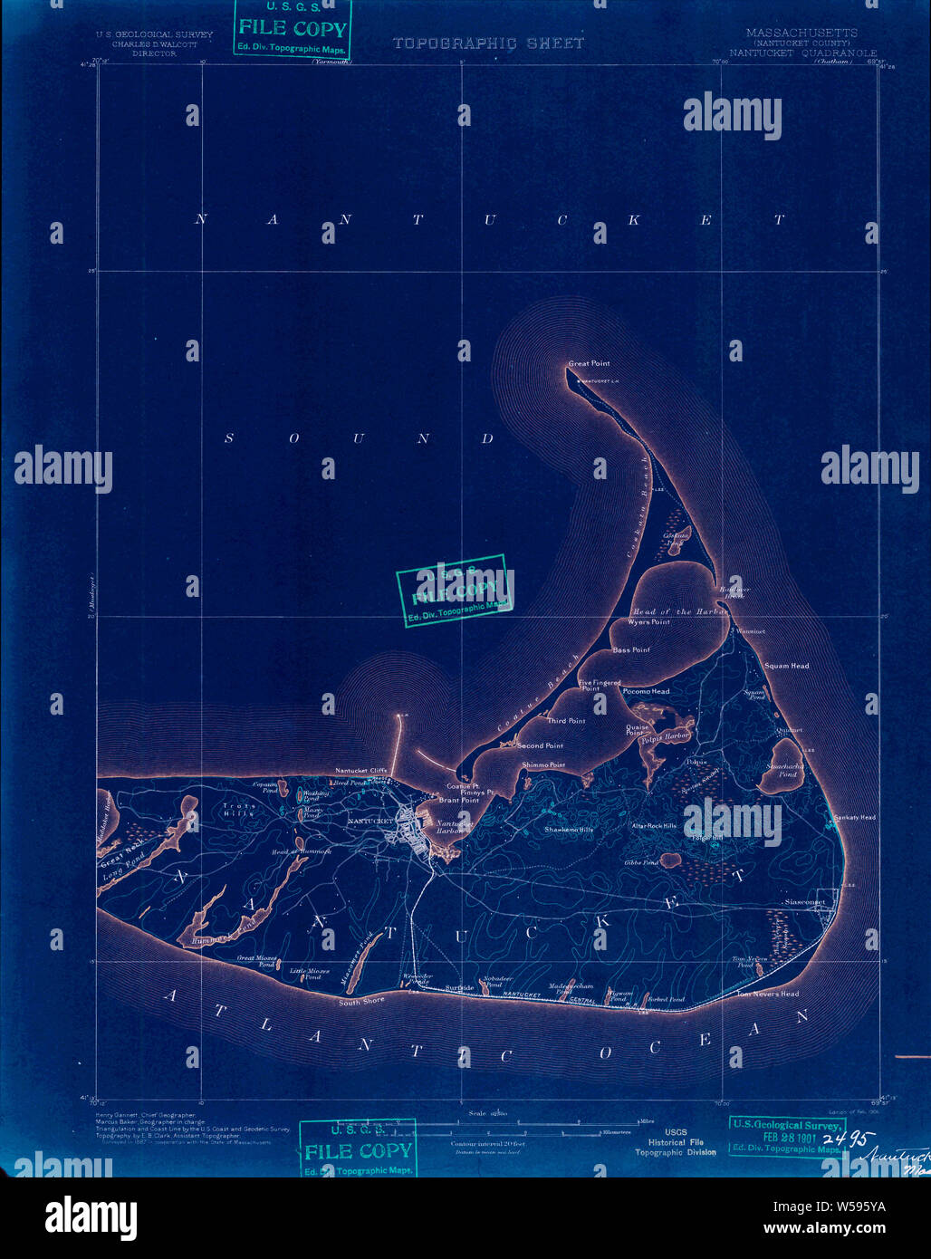 Massachusetts USGS Historical Topo Map MA Nantucket 352872 1901 62500 ...