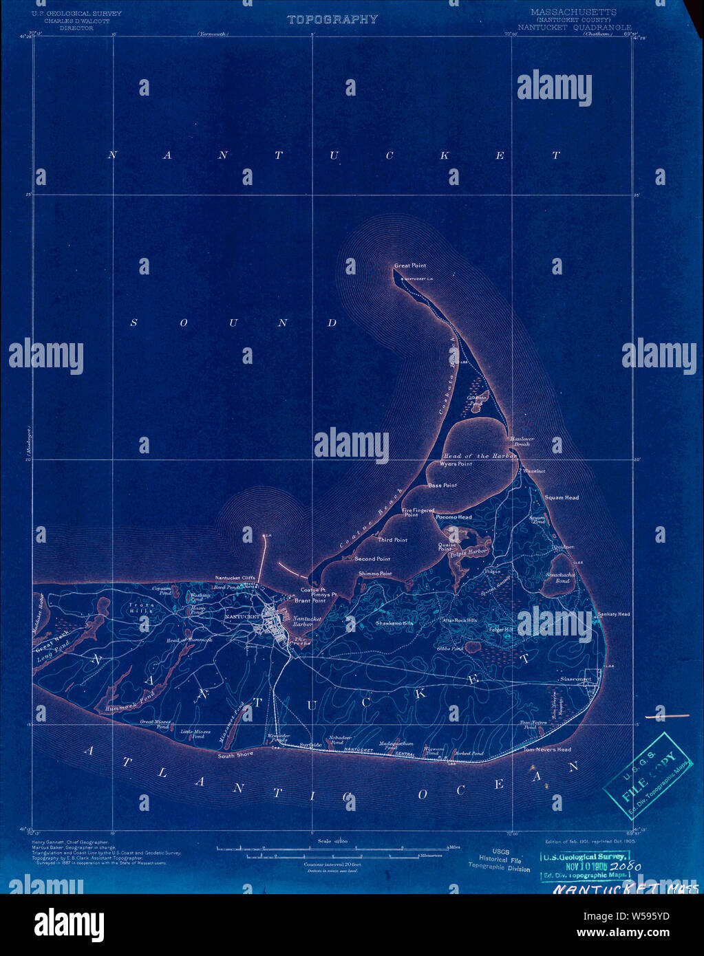 Massachusetts USGS Historical Topo Map MA Nantucket 352873 1901 62500 ...