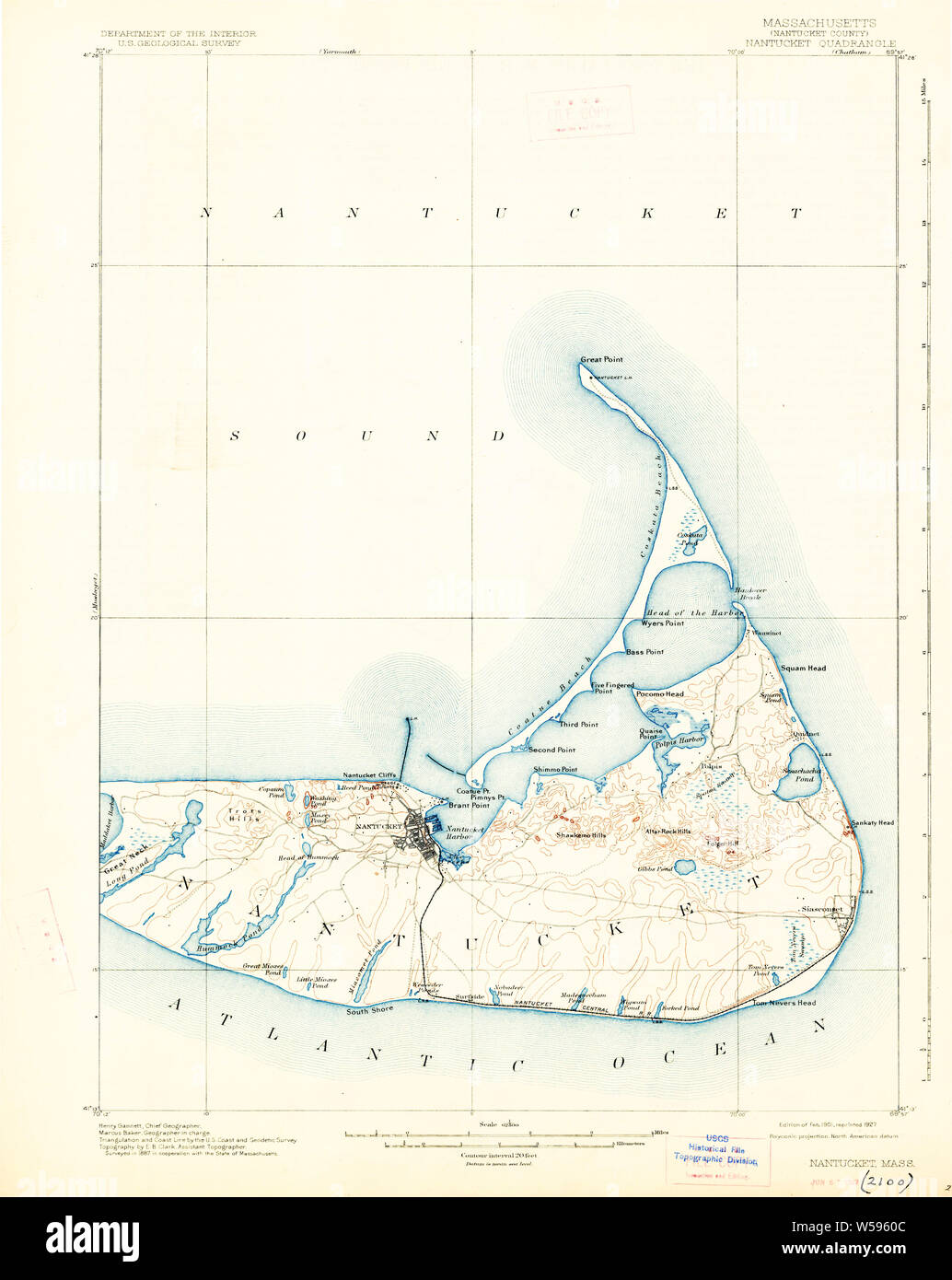 Massachusetts USGS Historical Topo Map MA Nantucket 352876 1901 62500 ...