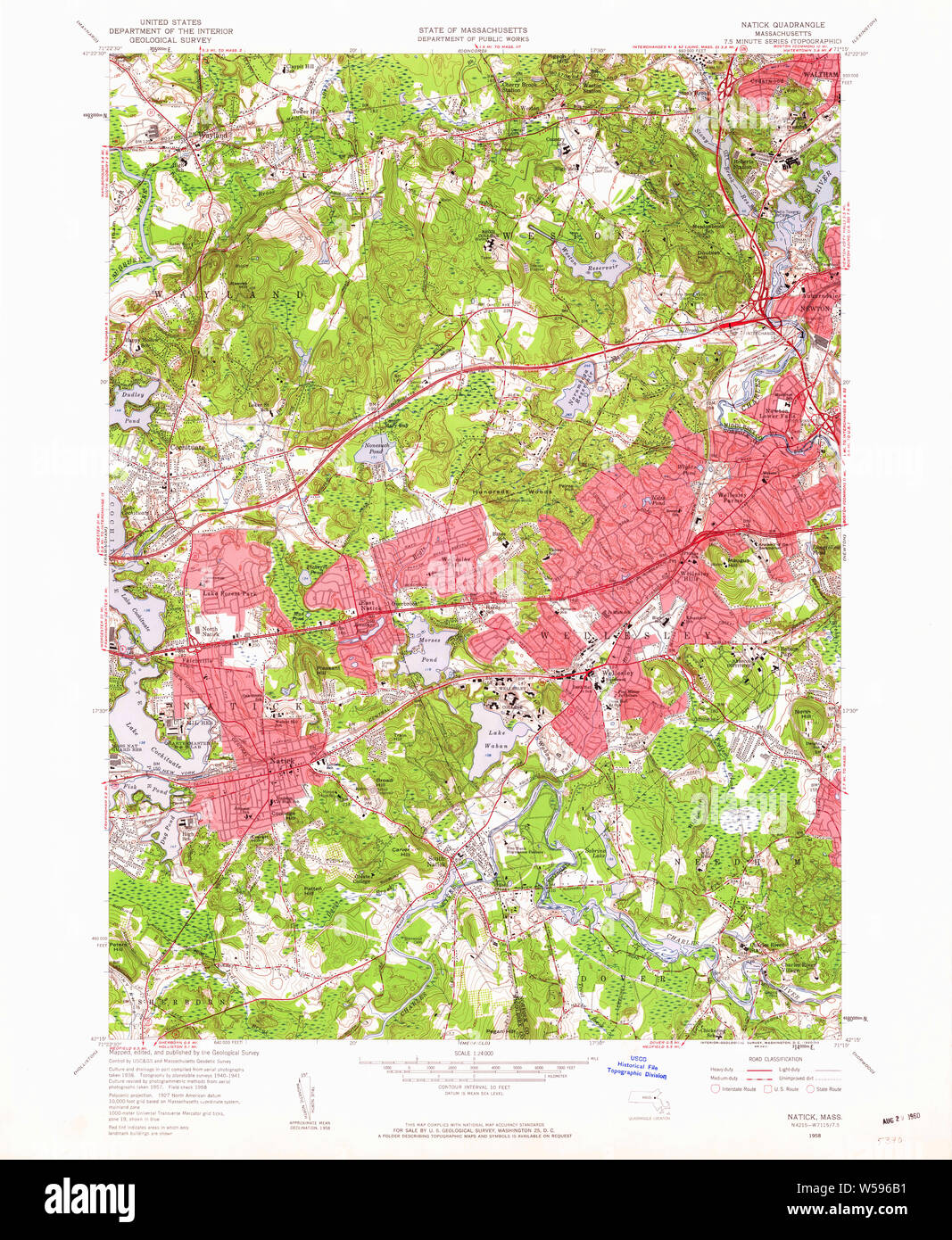 Massachusetts USGS Historical Topo Map MA Natick 350350 1958 24000 ...