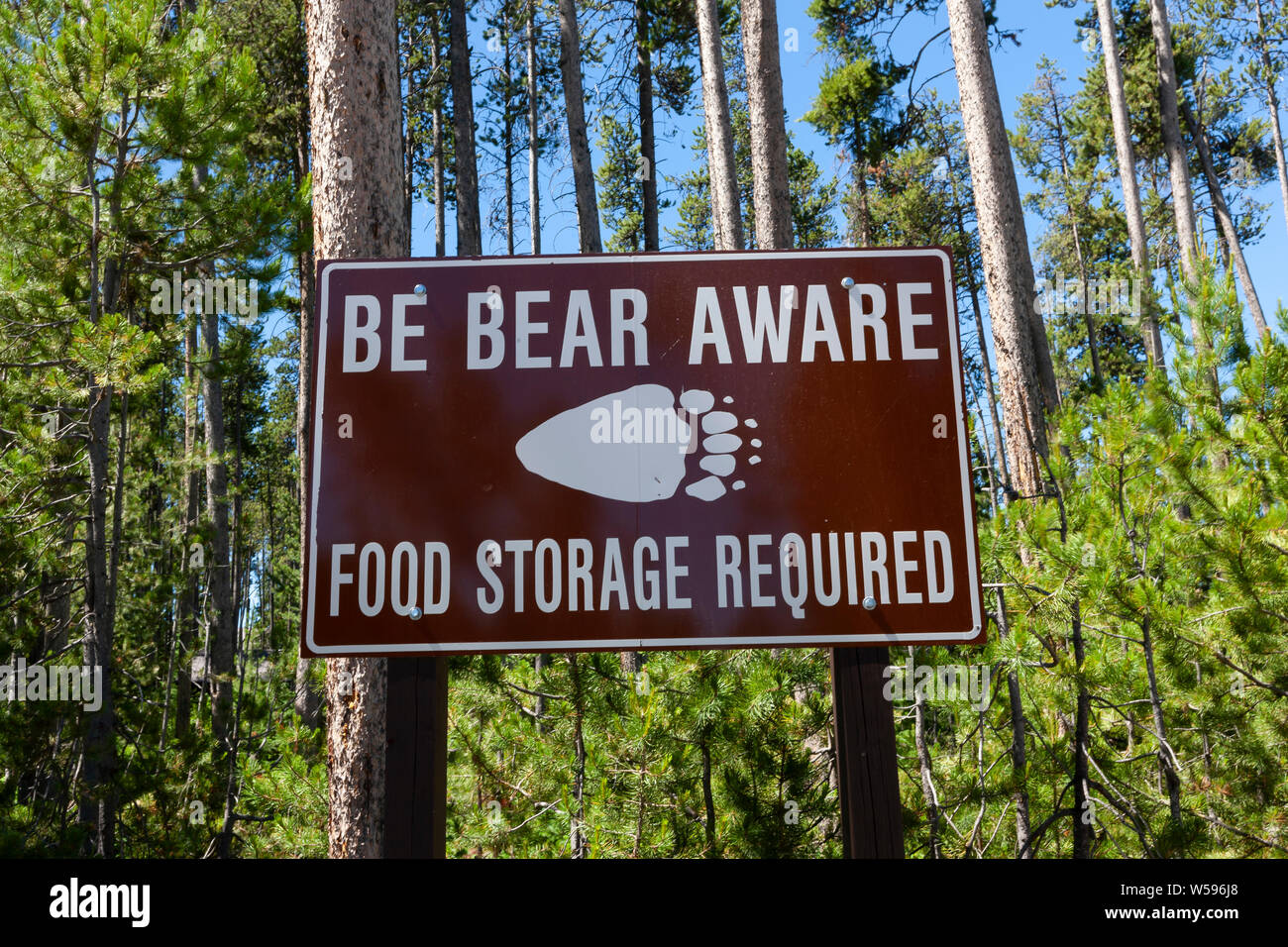 Be Bear Aware sign in the Grand Teton National Park in Wyoming, USA ...