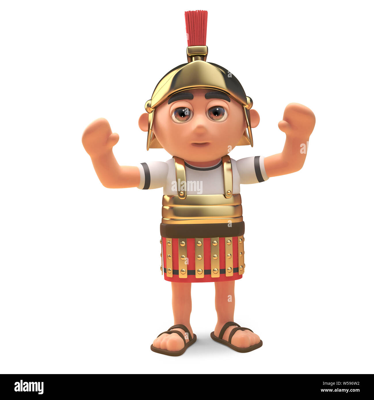 Cheering Roman centurion soldier with arms in the air, 3d illustration ...