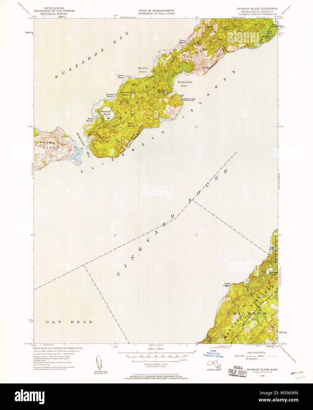 Massachusetts USGS Historical Topo Map MA Naushon Island 350353 1949 ...