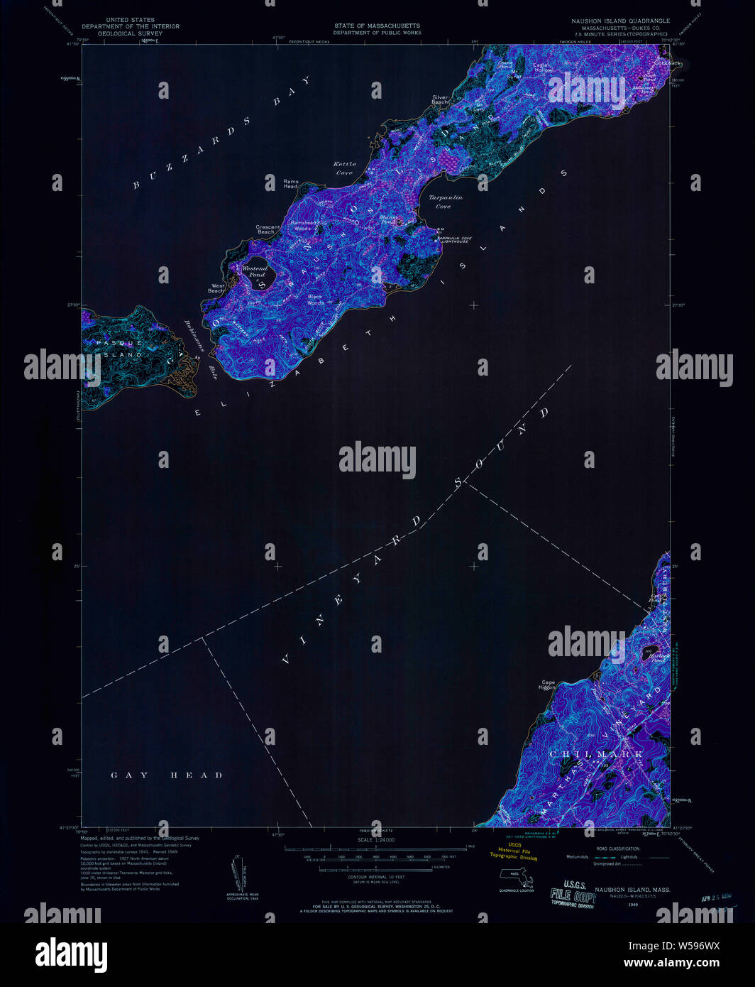 Massachusetts USGS Historical Topo Map MA Naushon Island 350353 1949 ...