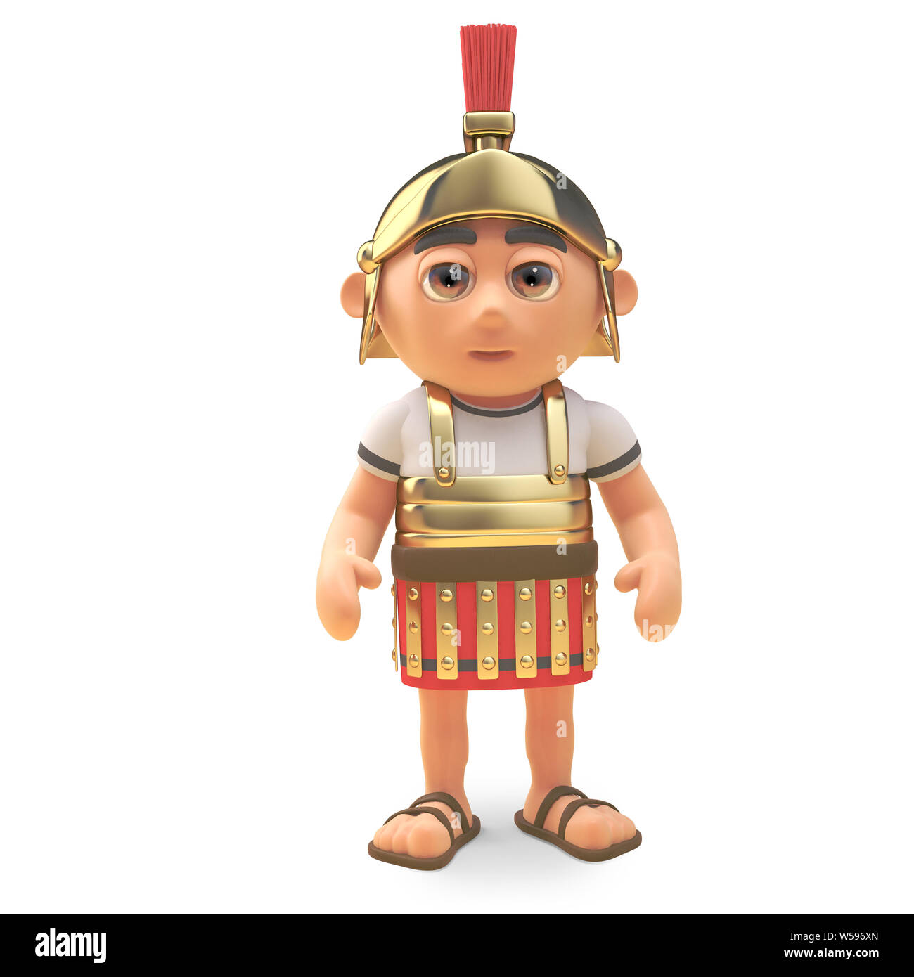 Disciplined Roman centurion soldier stands to attention, 3d ...