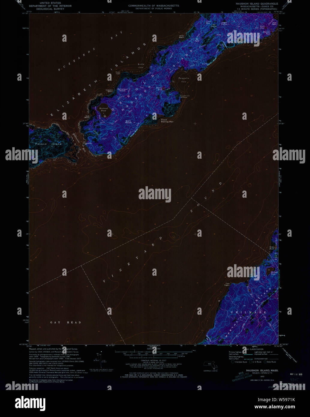Massachusetts USGS Historical Topo Map MA Naushon Island 350355 1972 ...