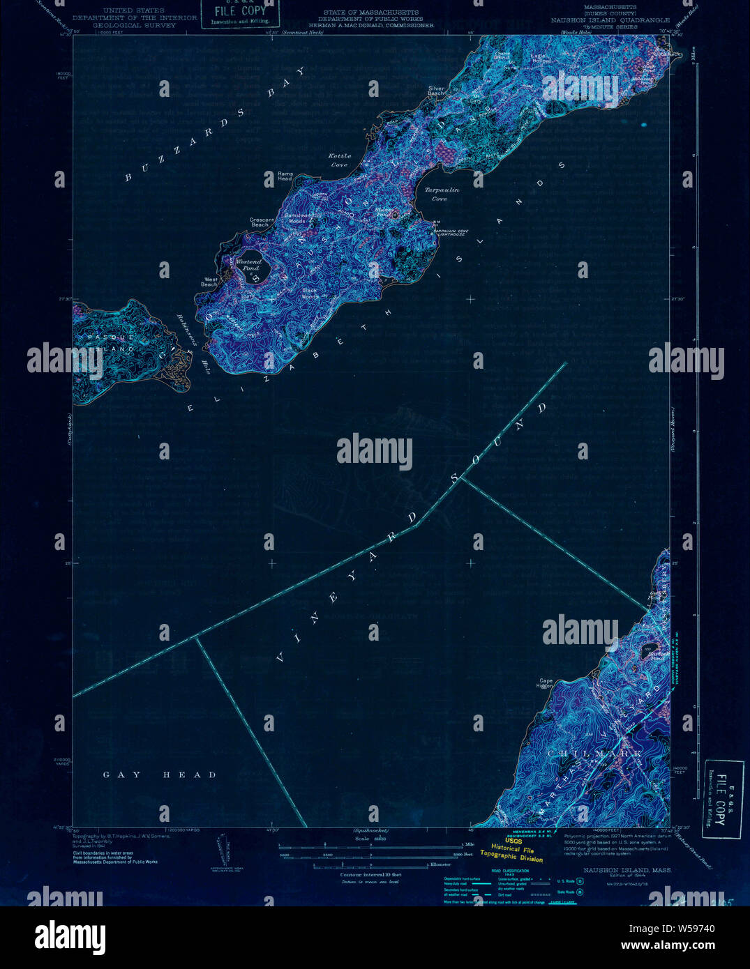 Massachusetts USGS Historical Topo Map MA Naushon Island 351957 1944 ...