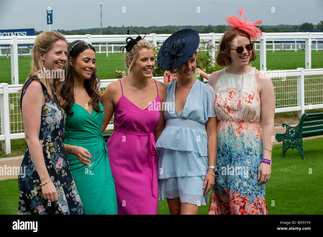 Ascot Racecourse, Ascot, UK. 26th July, 2019. Girls pose for a photo at ...