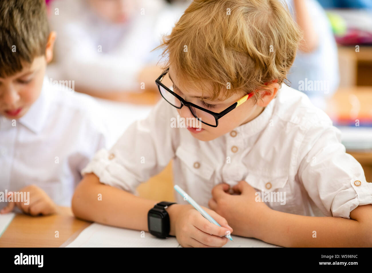 Little first-grader, girl-student goes to school on knowledge day ...