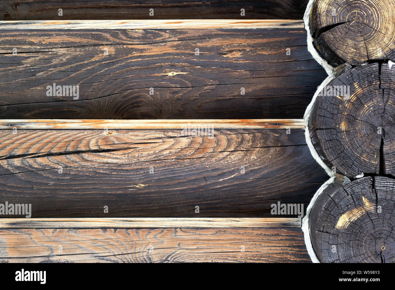 Green building concept. Timber house from wood logs. Background with ...