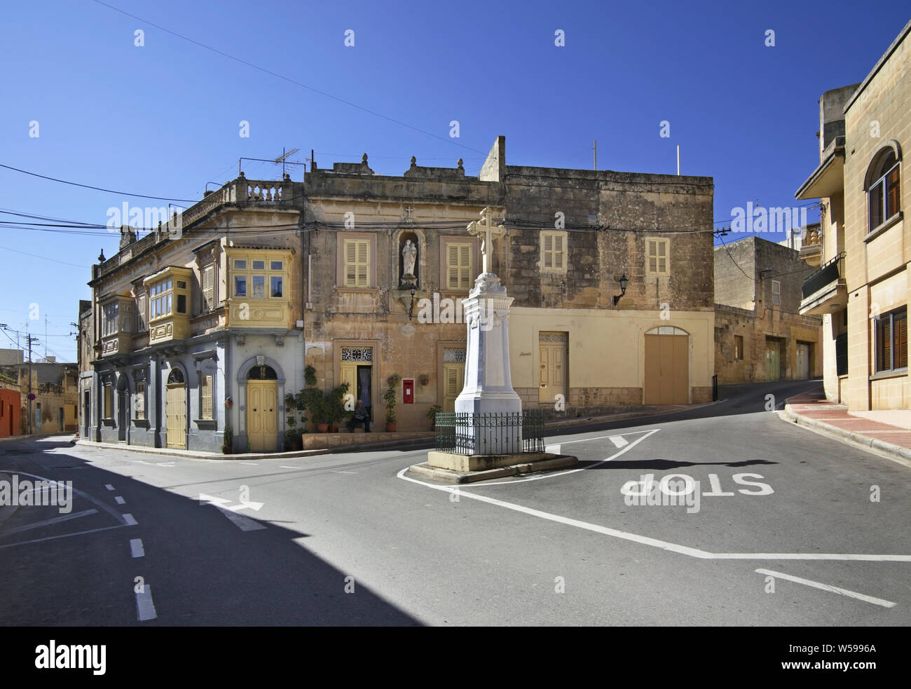 Cross on square in Gudja. Malta Stock Photo - Alamy