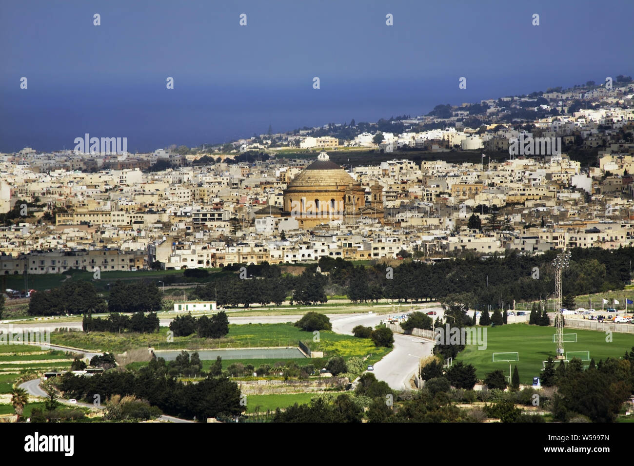 Panoramic view of Mosta. Malta Stock Photo - Alamy