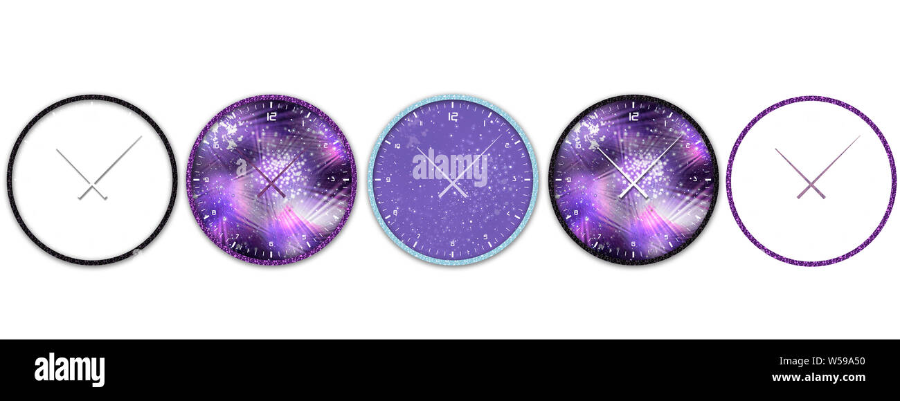 Space Clock face blank isolated on white background. clock hands. Set ...