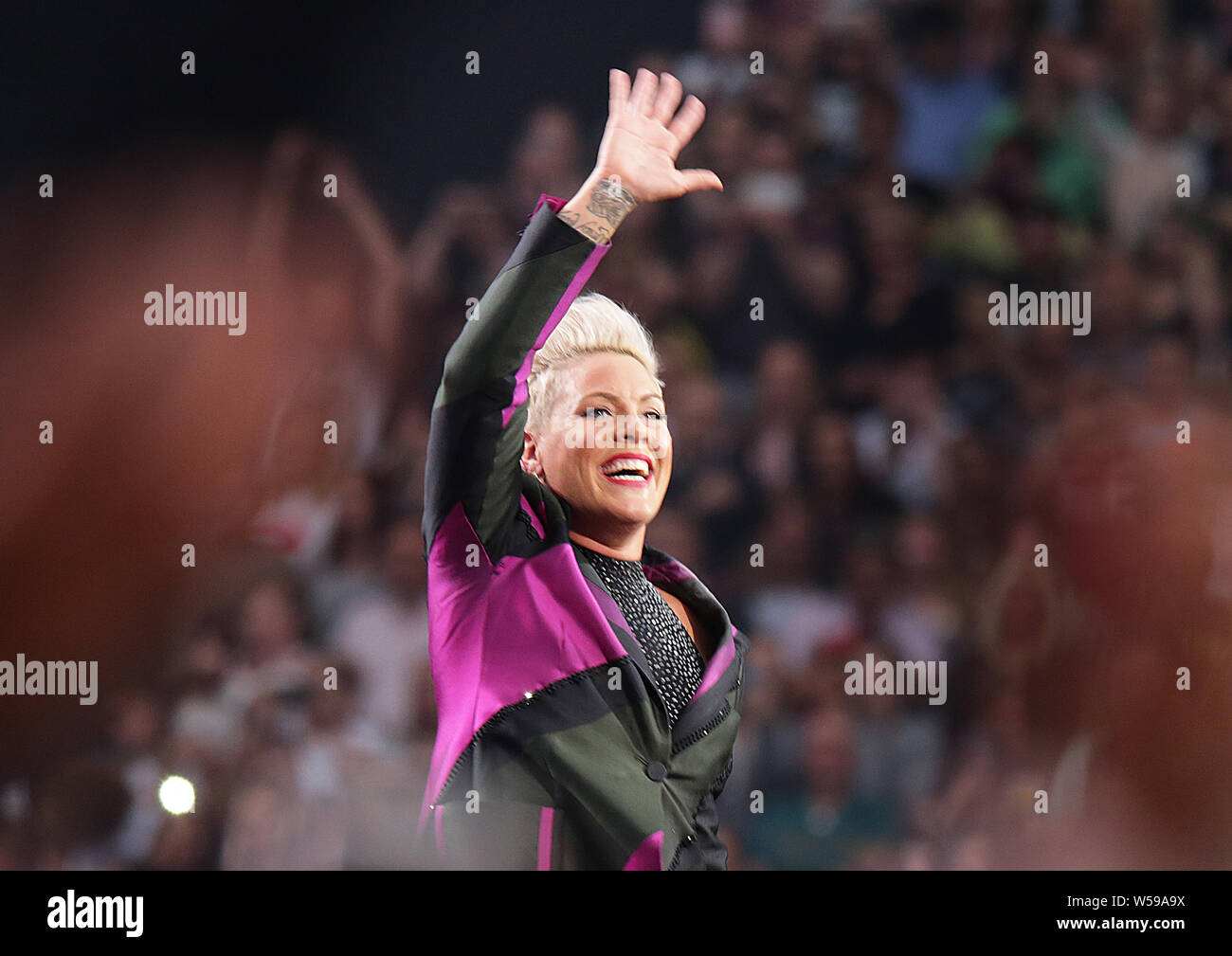 P!nk Performing On Her Beautiful Trauma Tour at Liverpool Anfield ...