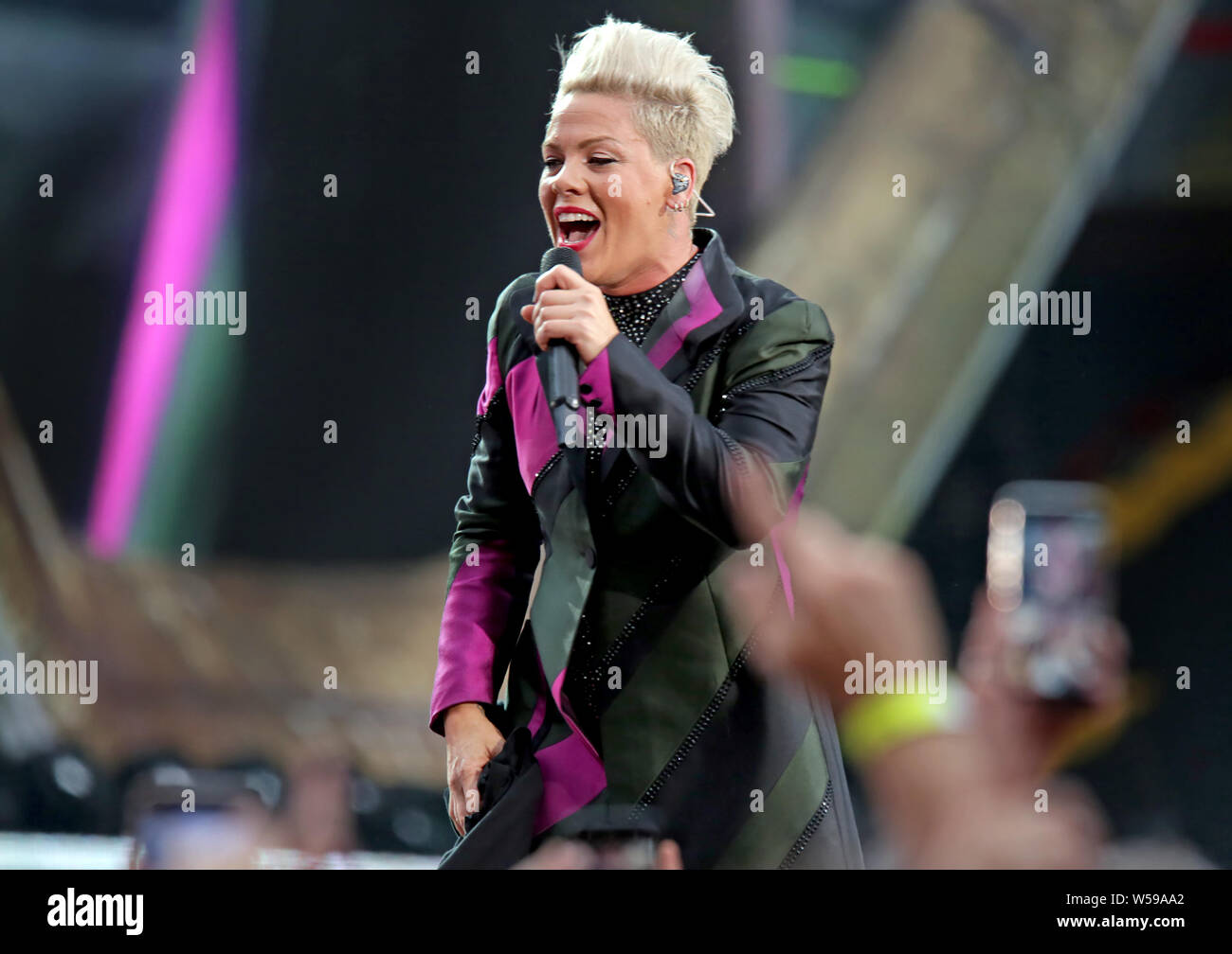 P!nk Performing On Her Beautiful Trauma Tour at Liverpool Anfield ...