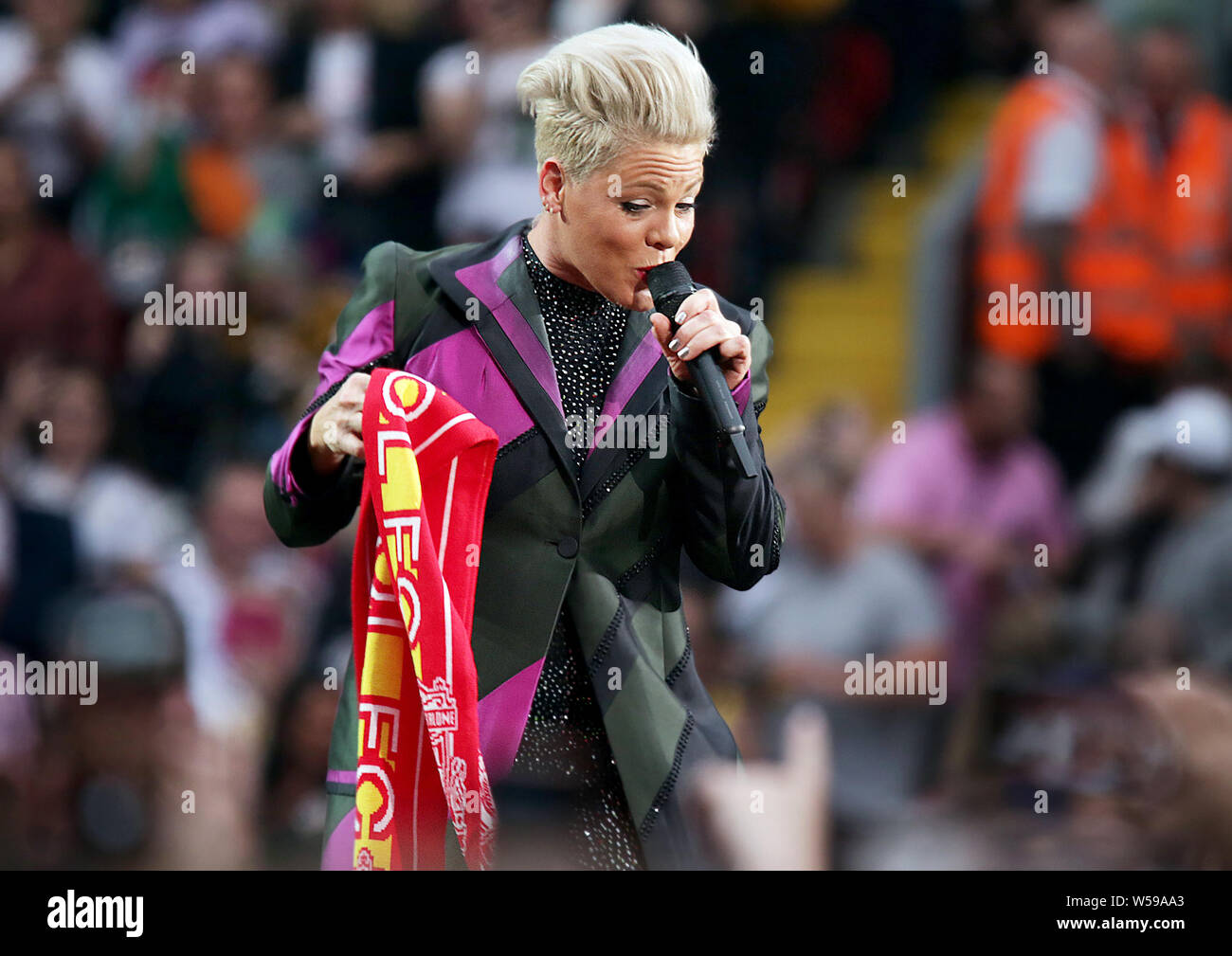 P!nk Performing On Her Beautiful Trauma Tour at Liverpool Anfield ...
